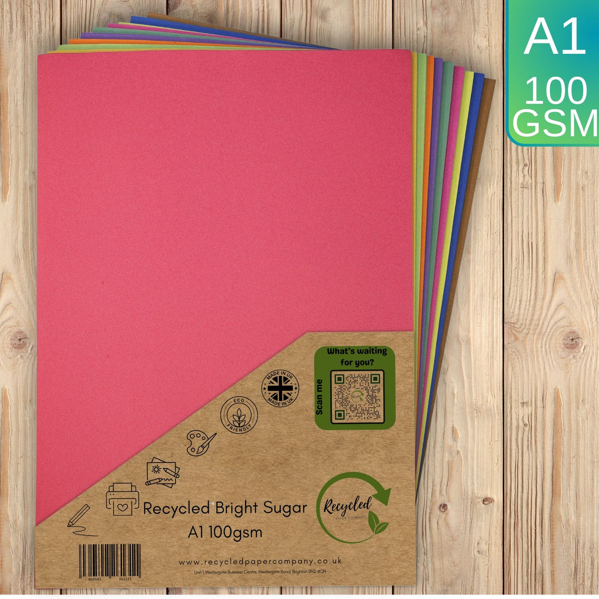 Bright A1 Sugar Paper 100gsm 10 Colours – Recycled Paper Company
