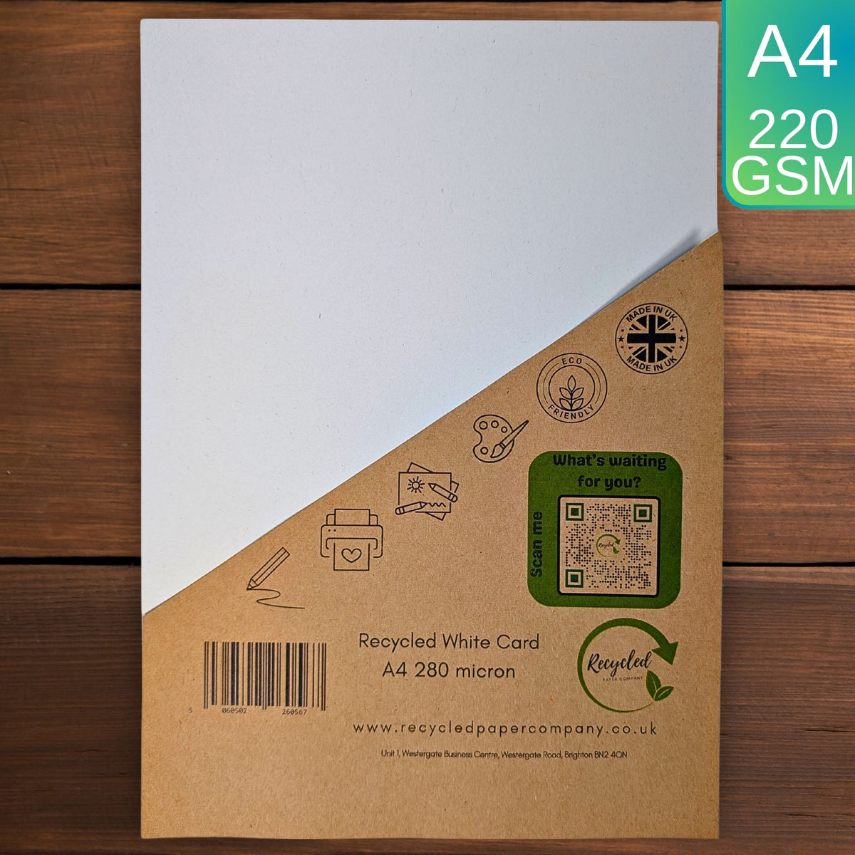 A4 White Card 220gsm – Recycled Paper Company