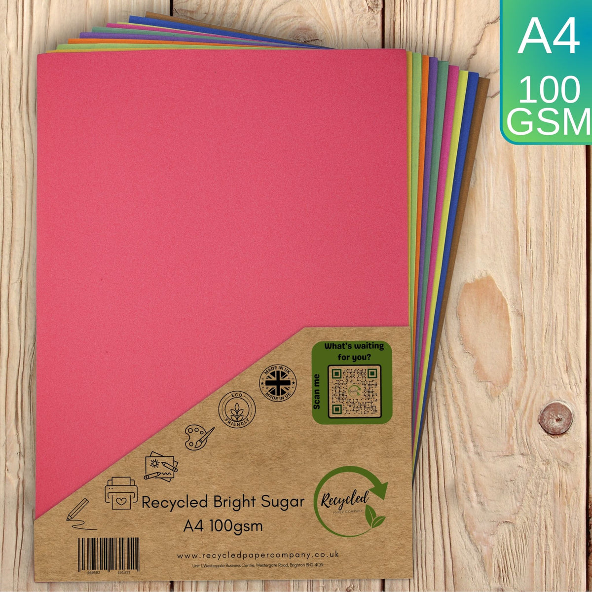 Bright A4 Sugar Paper 100gsm 10 Colours – Recycled Paper Company